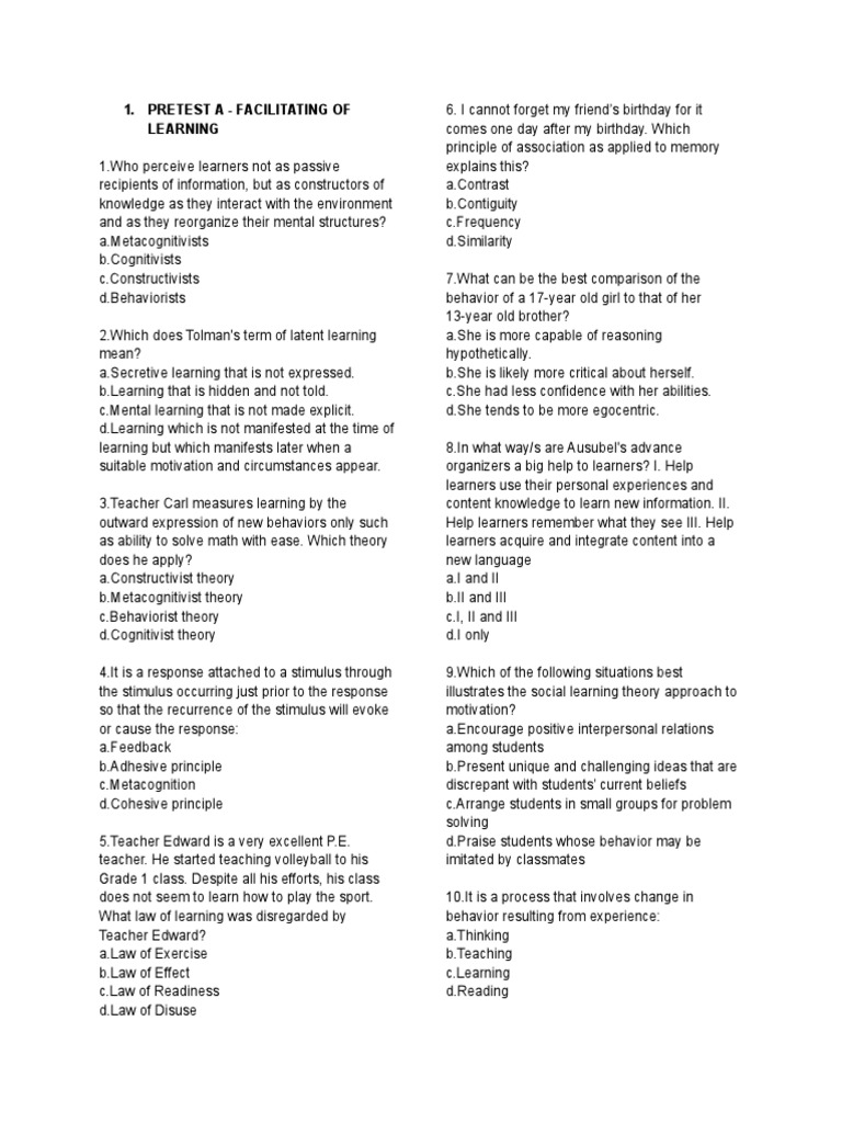 Facilitating of Learning | PDF | Learning | Reinforcement