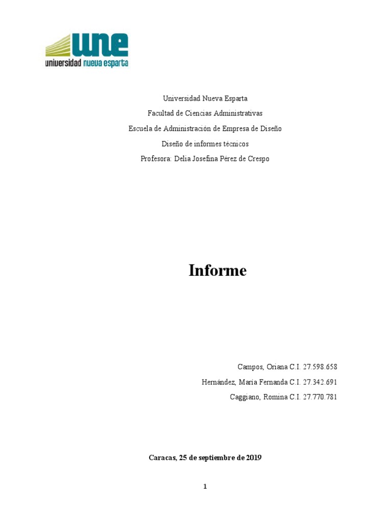 Análisis del contenido y estructura de un informe técnico sobre diseño de informes | PDF ...