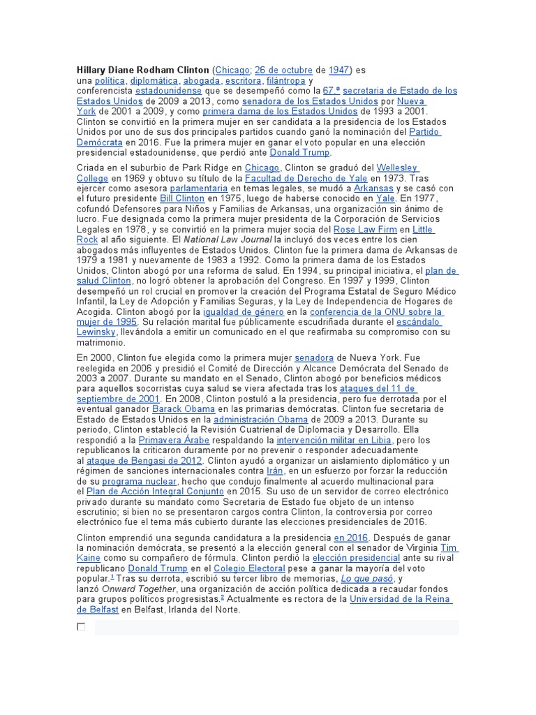 Hillary Diane Rodham Clinton (: Lo Que Pasó | PDF | Bill Clinton ...