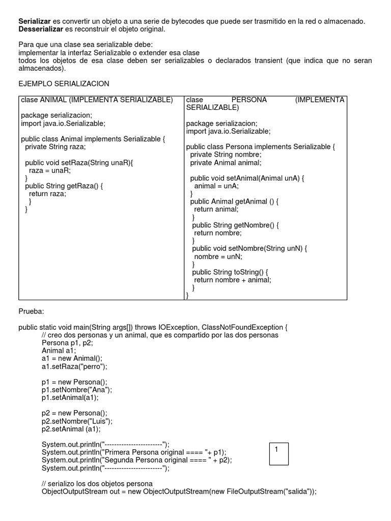Ejemplo Serializacion | PDF | Programación orientada a objetos | Paradigmas de programación