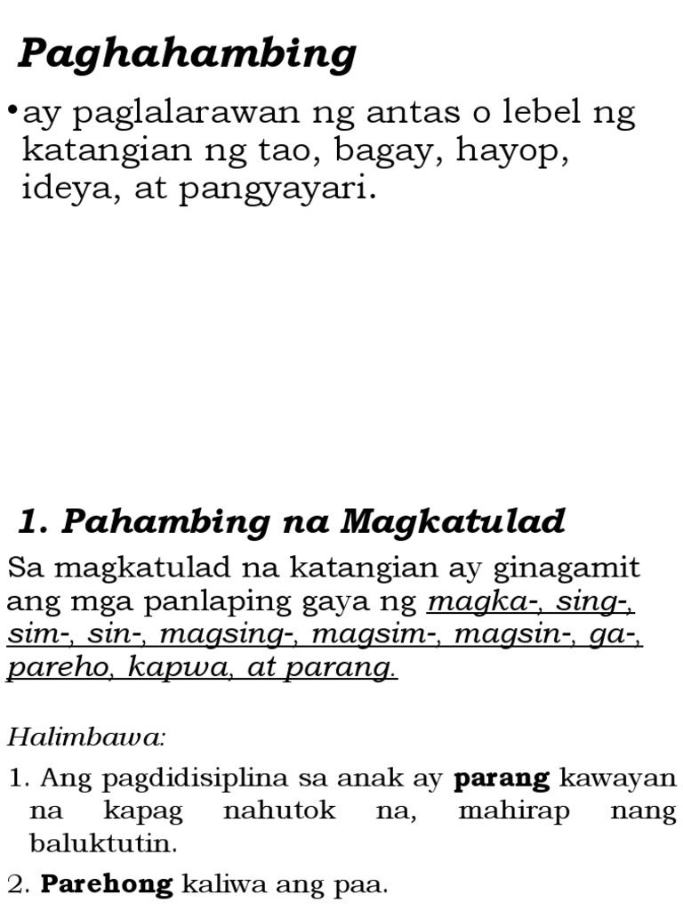 Dalawang Uri NG Paghahambing | PDF