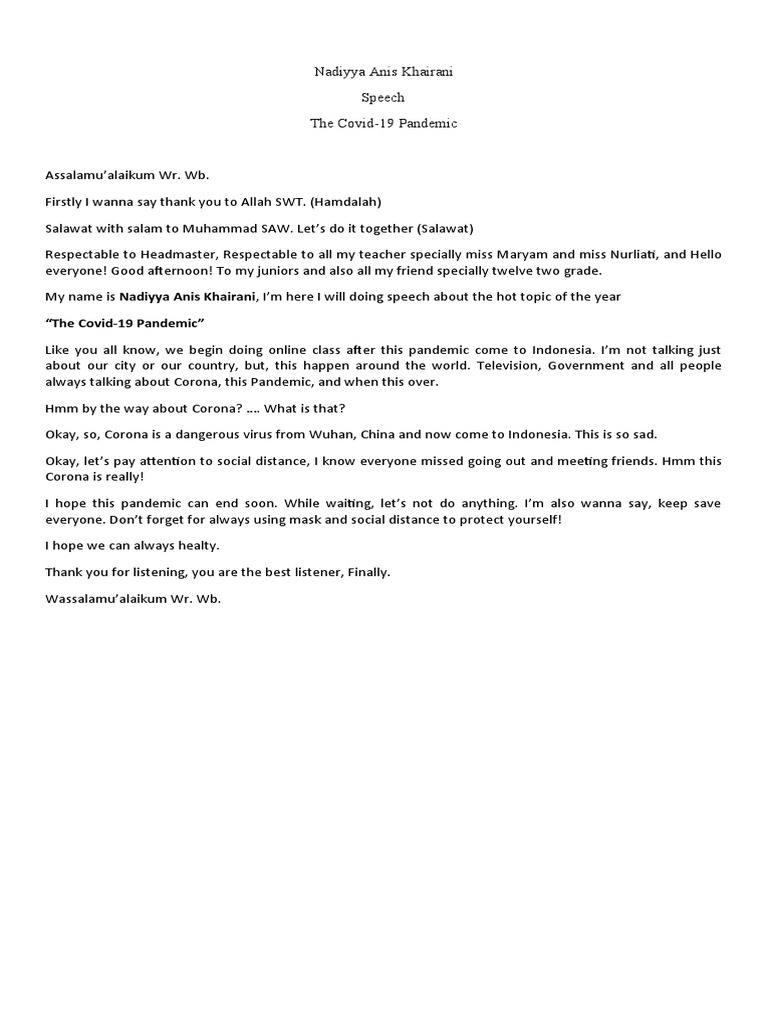Bahasa Inggris Covid Pidato | PDF