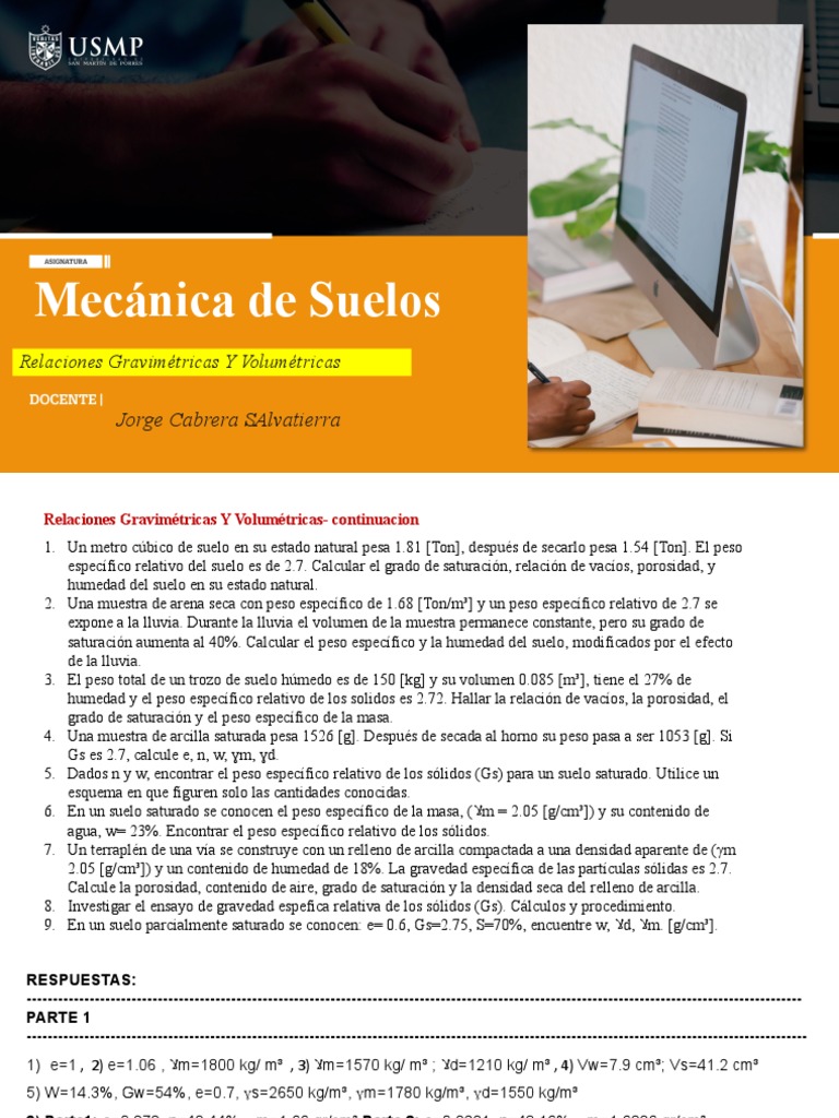 Relaciones Gravimetricas y Volumetricas | PDF | Masa | Volumen