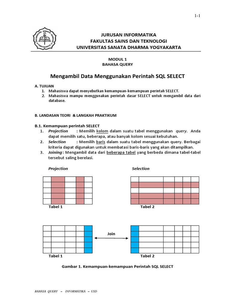 2022 MODUL 1 Bahasa Query - SELECT | PDF