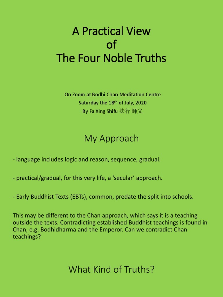 A Practical View of The Four Noble Truth | PDF | Four Noble Truths ...