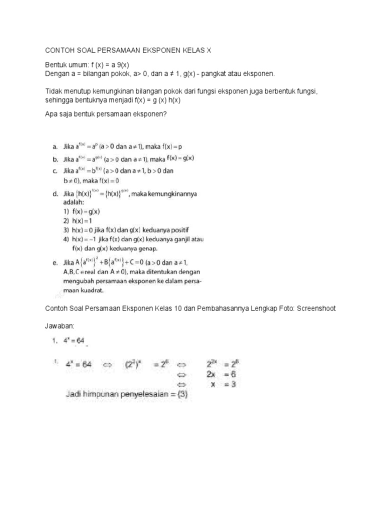Soal Eksponen Kelas 10 | PDF | Metode & Bahan Ajar