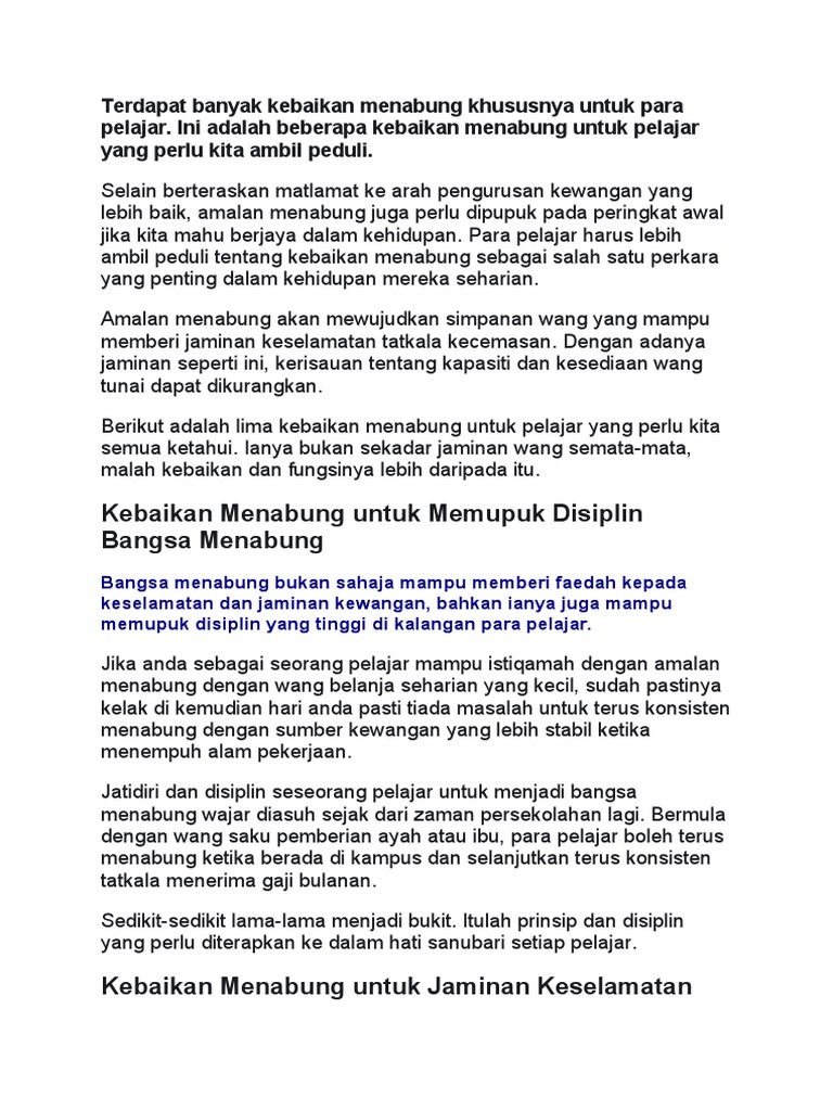 Kebaikan Menabung | PDF | Bisnis