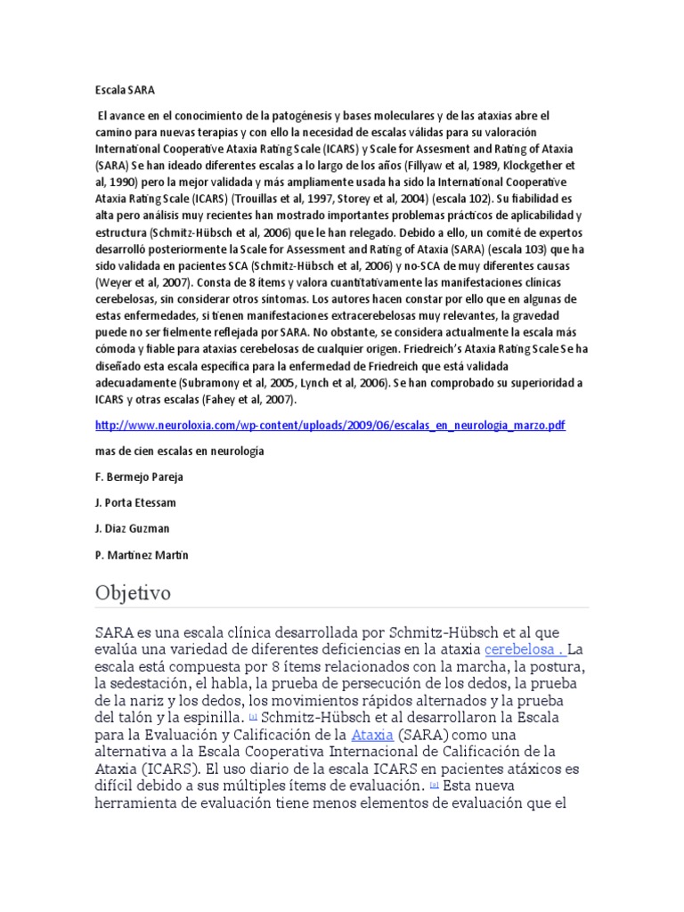 Escala SARA | PDF | Desórdenes neurológicos | Medicina