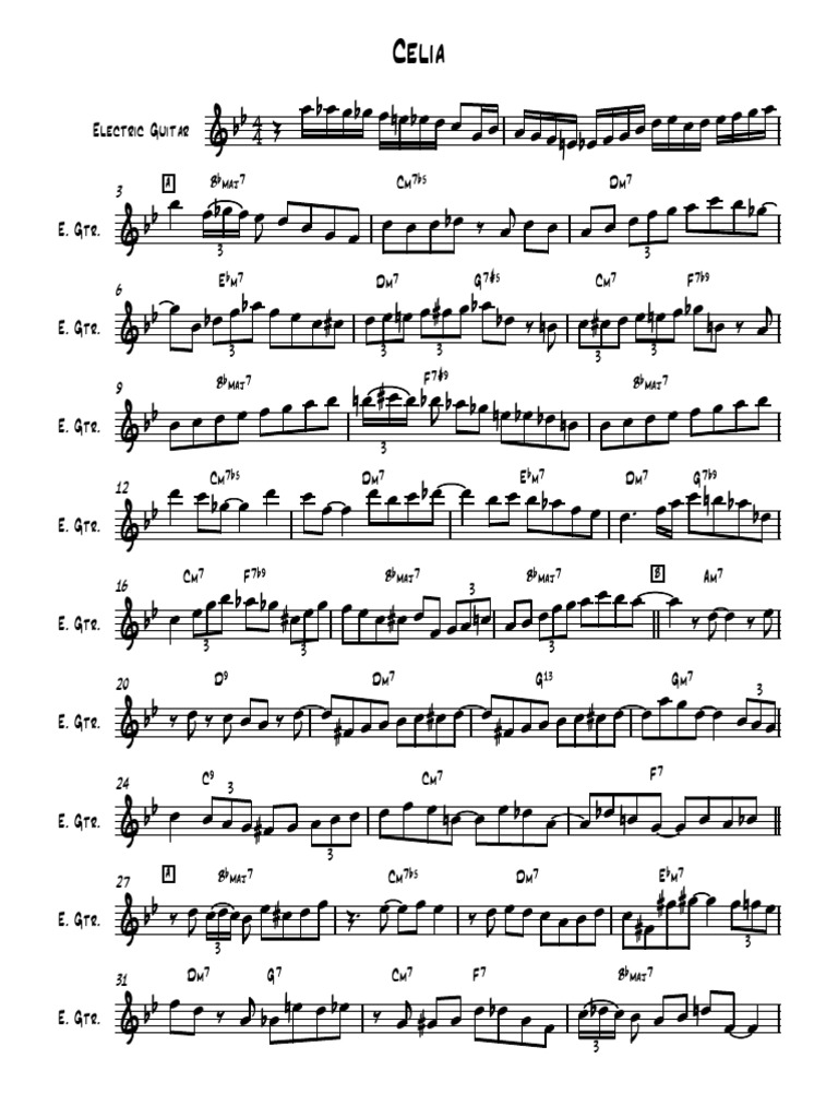 Celia - Joshua Breakstone Solo Transcription | PDF