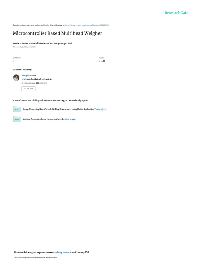 Microcontroller Based Multihead Weigher | PDF | Electric Motor | Amplifier