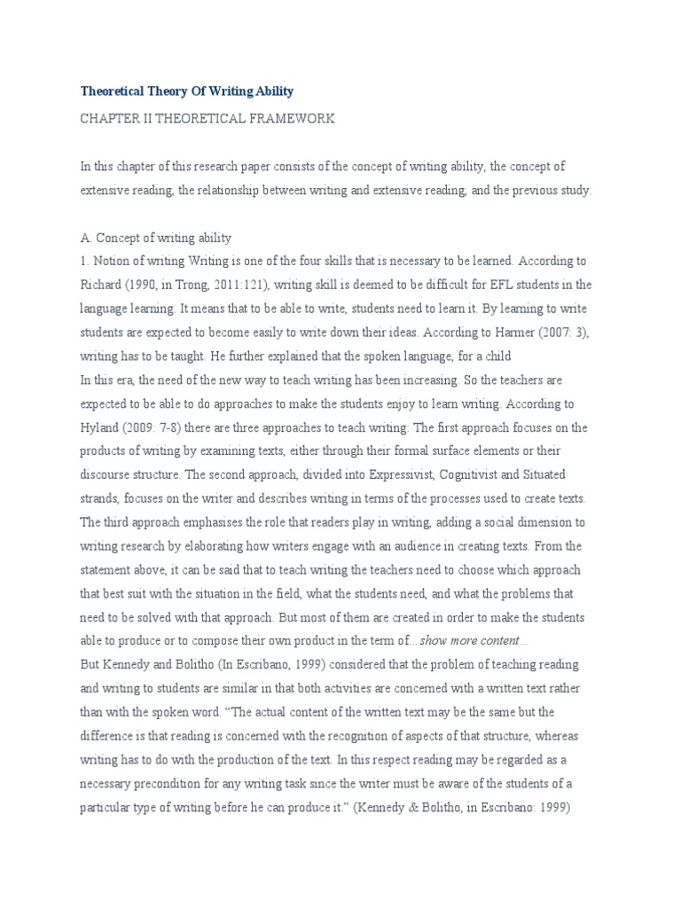 Theoretical Framework of Writing Ability and Extensive Reading | PDF ...