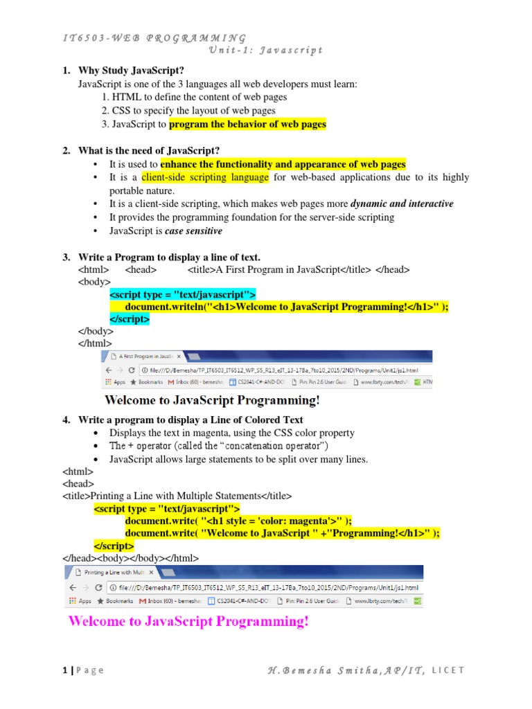 Ex2 Javascript | PDF | World Wide Web | Internet & Web Ex2 Javascript | PDF | World Wide Web | Internet & Web