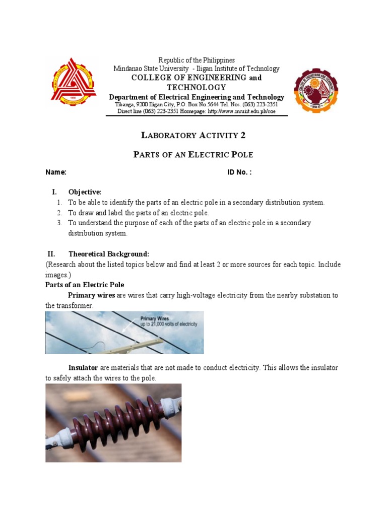 Parts of An Electric Pole | PDF | Insulator (Electricity) | Electric ...