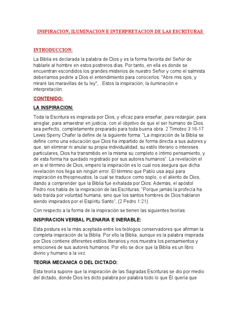 Iluminacion e Interpretacion A La Palbra de Dios - Docx2 | PDF | Biblia ...