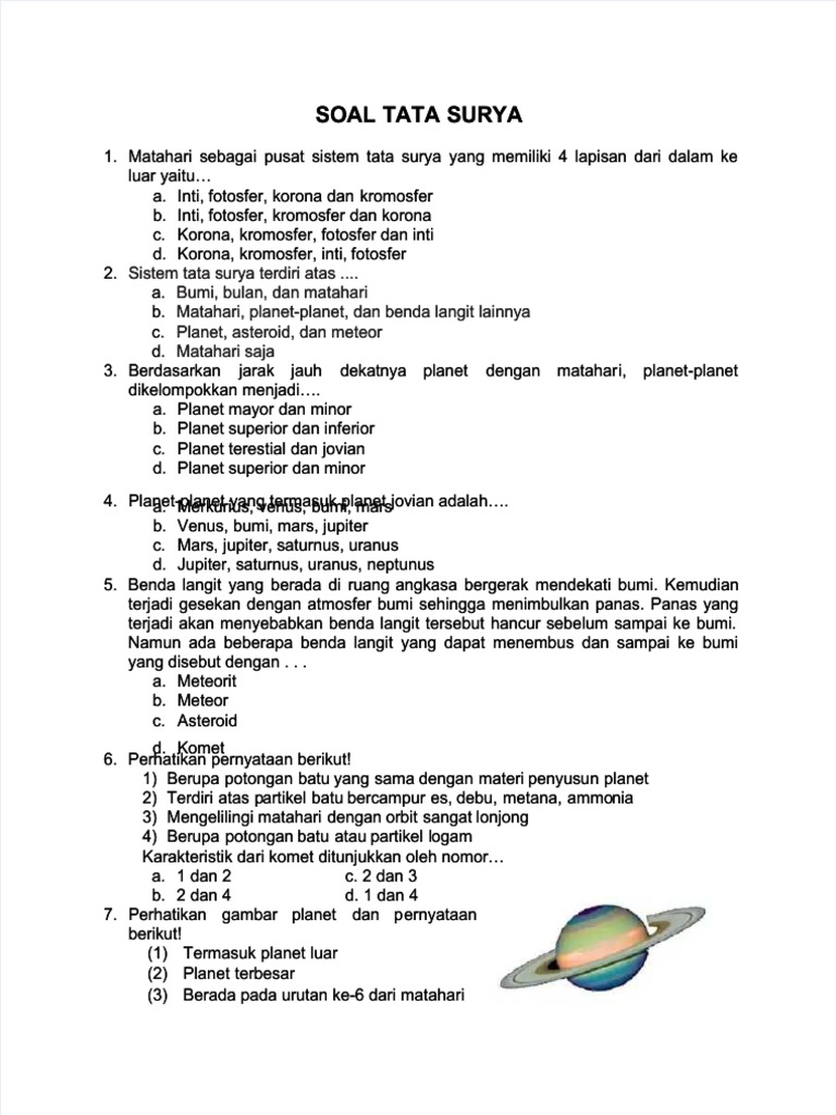 PDF Soal Tata Surya Compress 2 | PDF