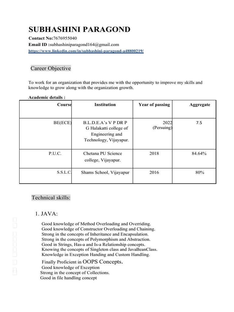 Subhashini Paragond 7676144040 | PDF | Inheritance (Object Oriented Programming) | Models Of ...