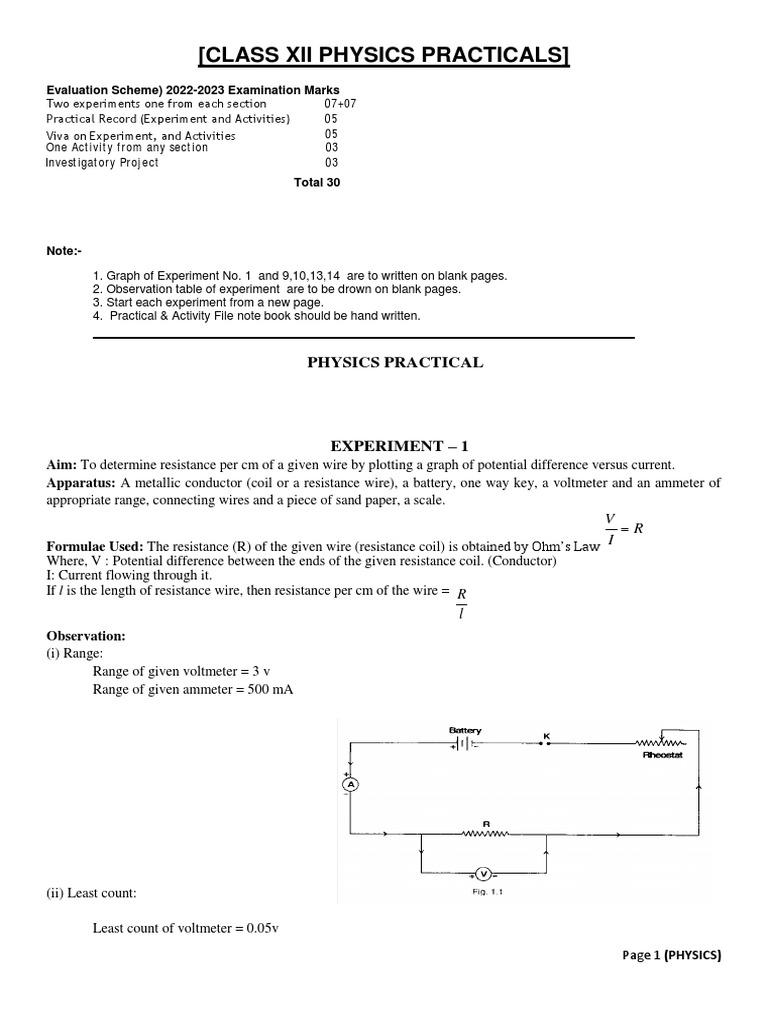 Class 10 Physics Practical Guide | PDF | P–N Junction | Electrical Network