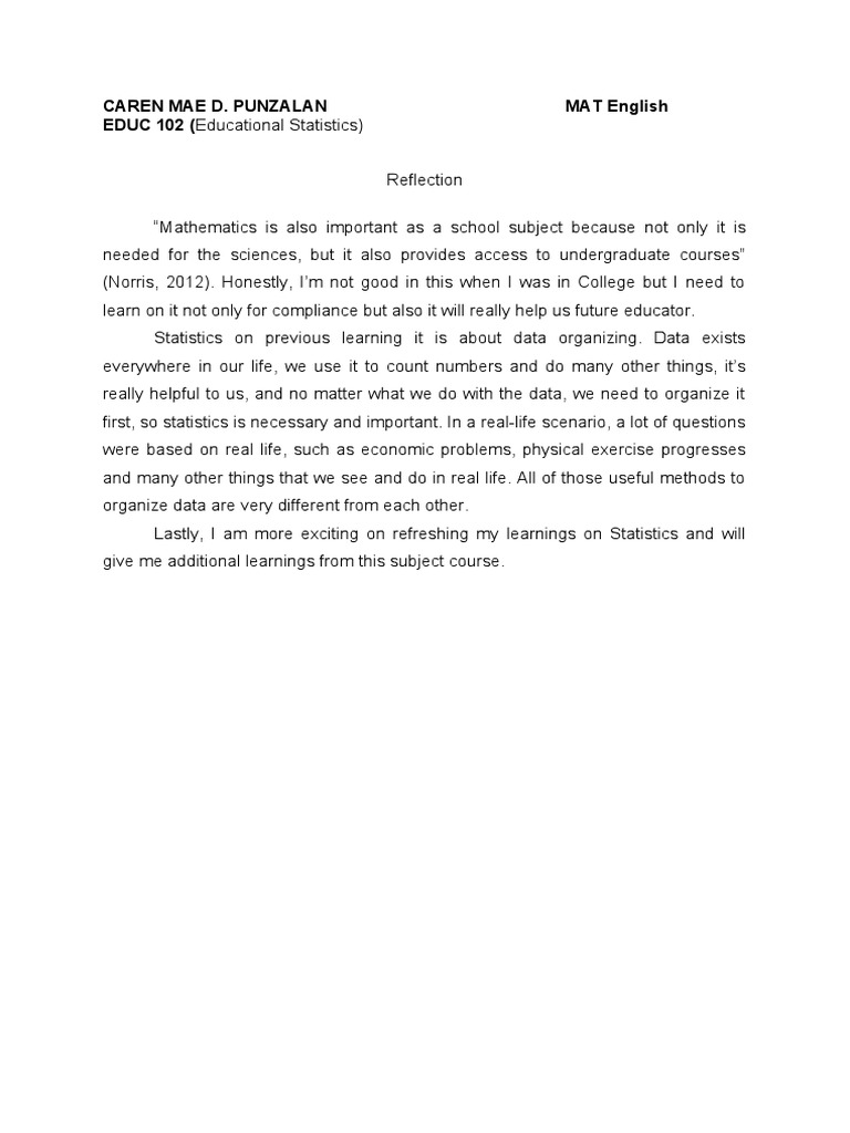 Reflection On Statistics | PDF