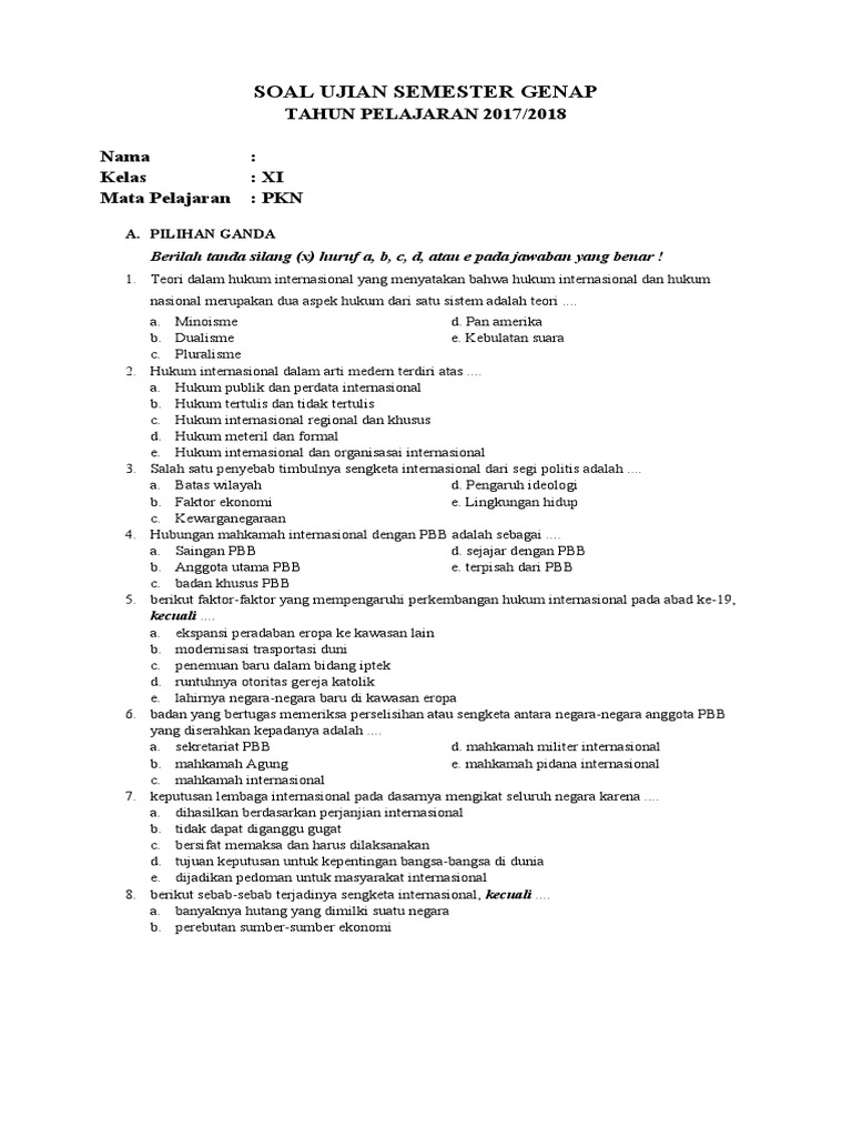 Soal PKN Kelas XI | PDF | Politik