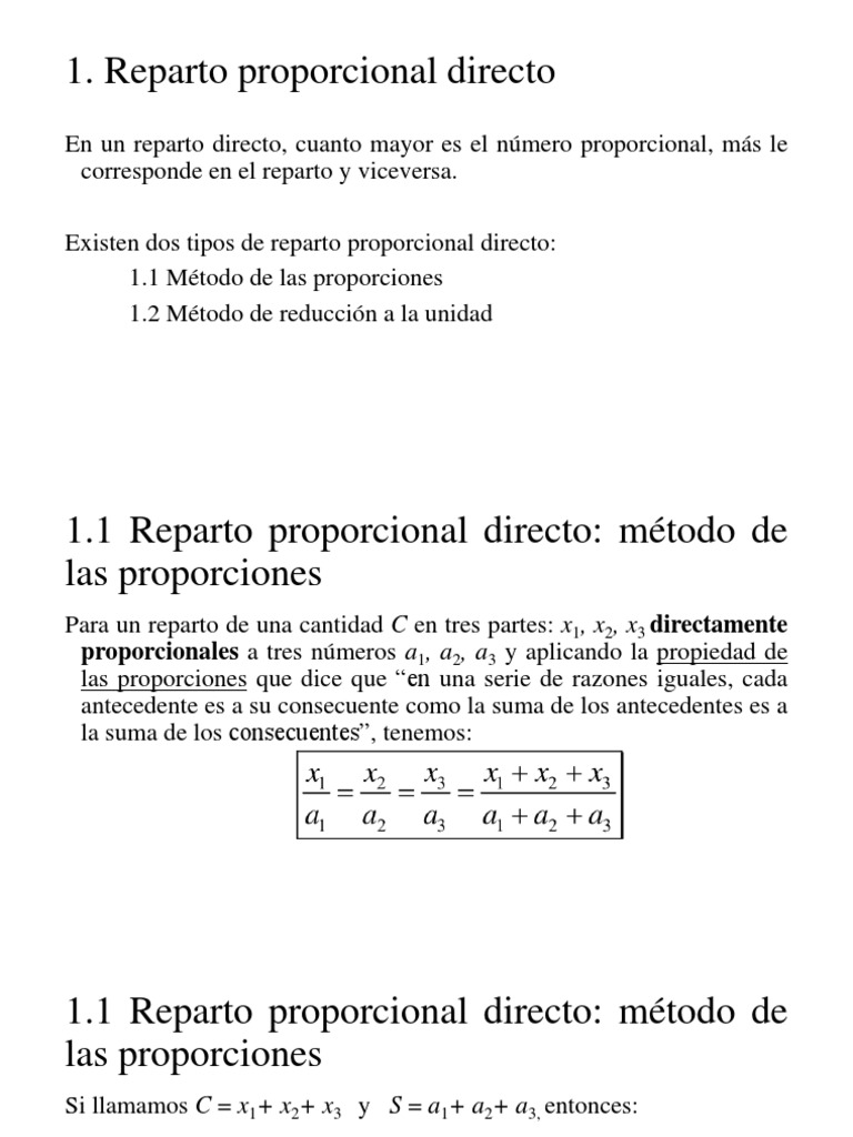 Reparto Proporcional Directo: Métodos | PDF