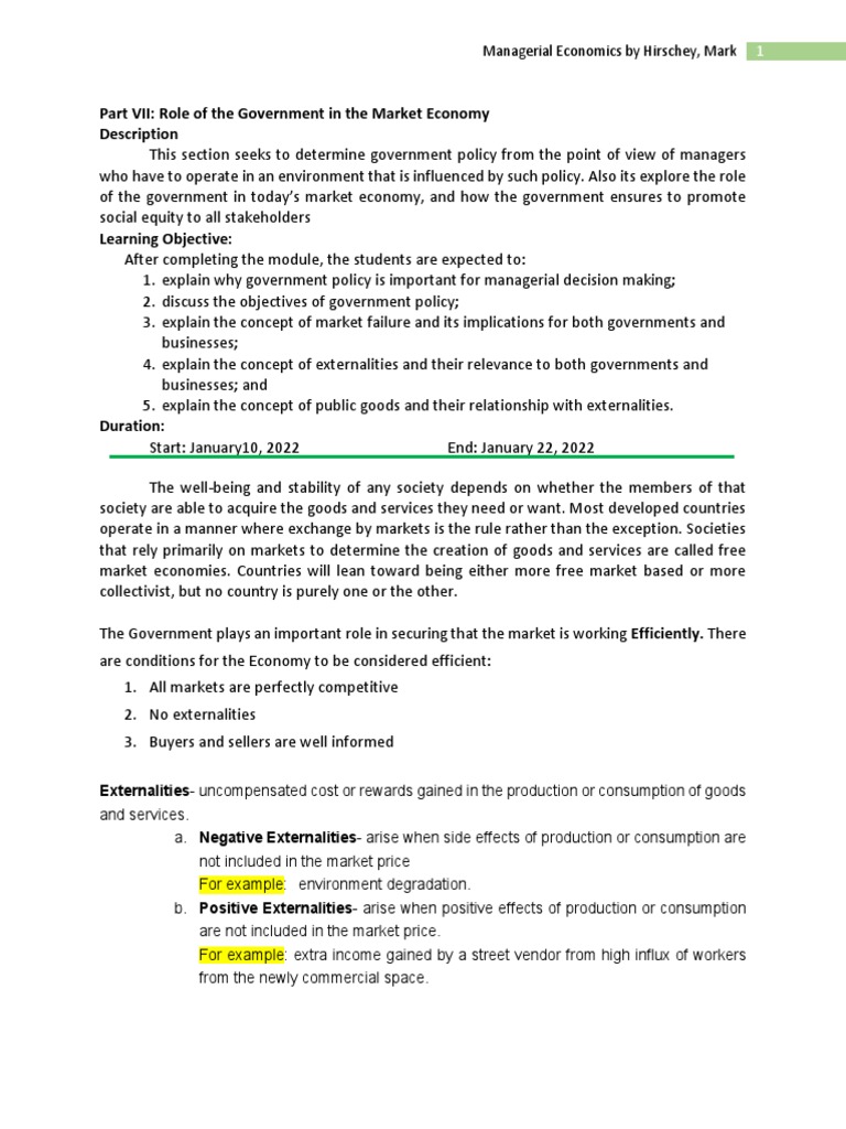 Government's Role in Market Economy | PDF | Market (Economics) | Economics