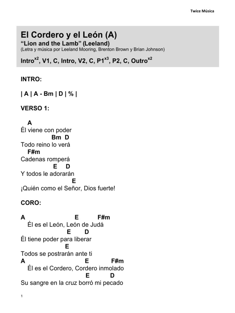 Cordero y Leon Acordes | PDF