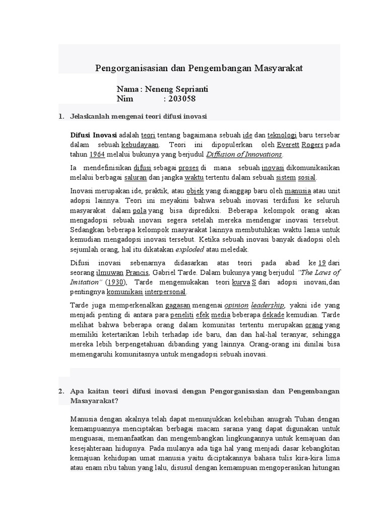 Pengorganisasian Dan Pengembangan Masyarakat | PDF