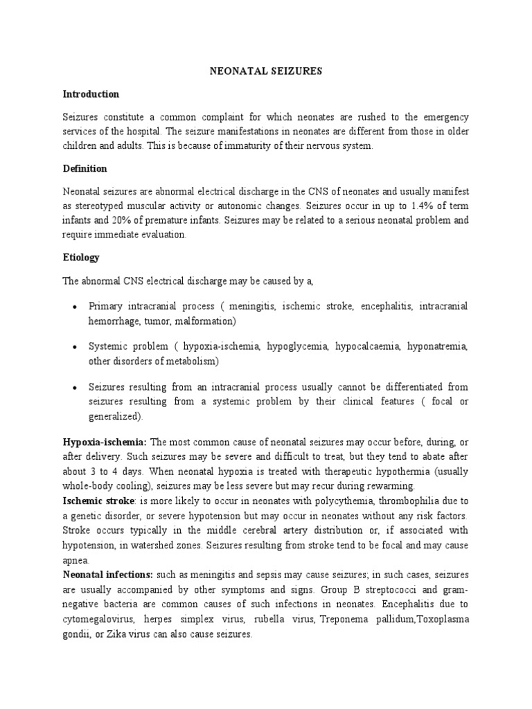 Understanding the Complex Causes and Management of Neonatal Seizures | PDF | Stroke | Human ...