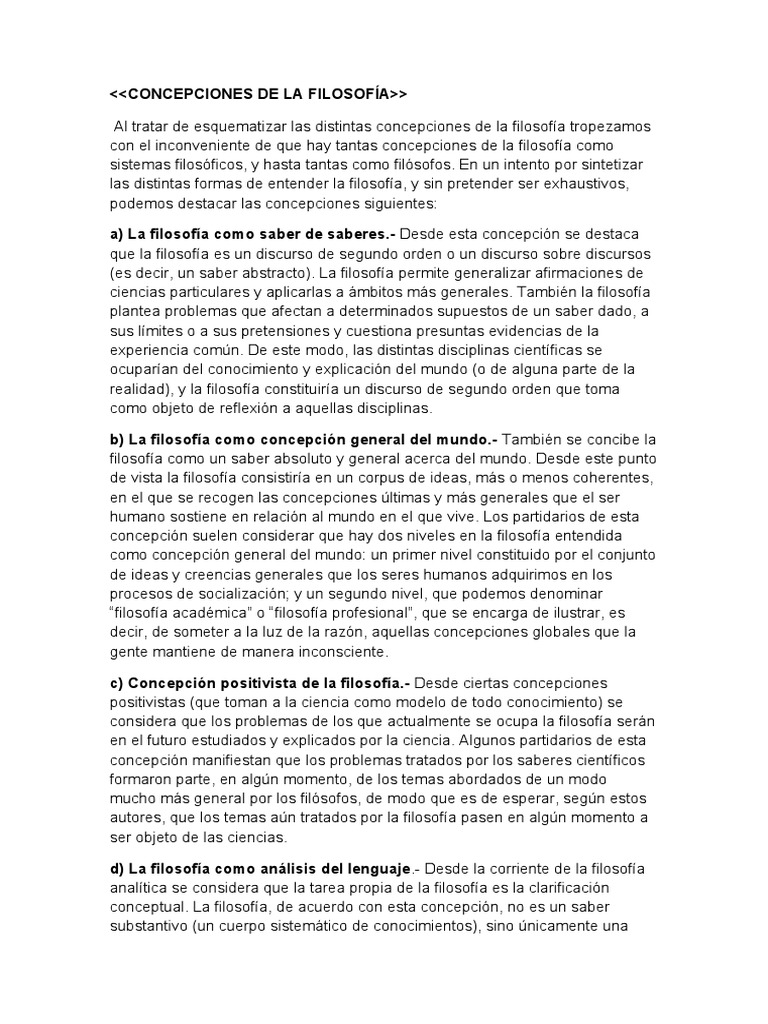 Concepciones de La Filosofía | PDF | Conocimiento | La Ley natural