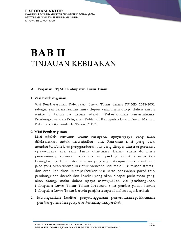 Bab Ii Tinjauan Kebijakan | PDF | Perjalanan | Sains & Matematika
