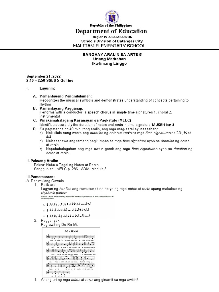 DLP - ARTS 5 - Week 5 - Quarter 1 | PDF