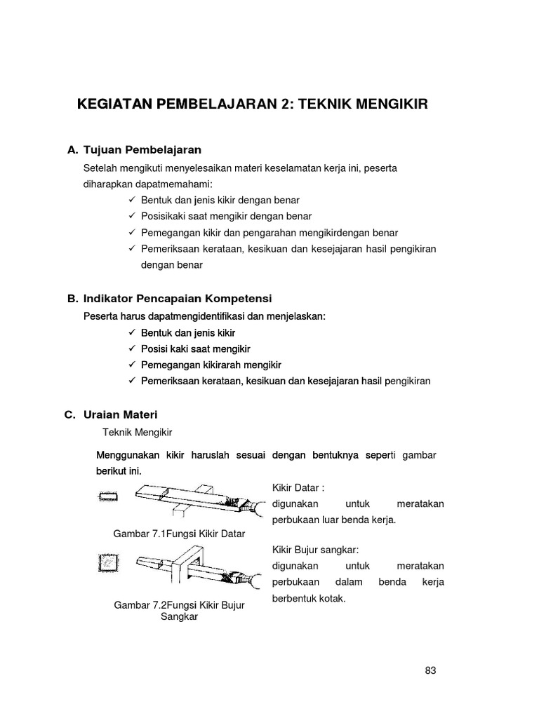 KD-3.3-8-Teknik Mengikir Menandai Mengergaji Mengebor Mengulir | PDF