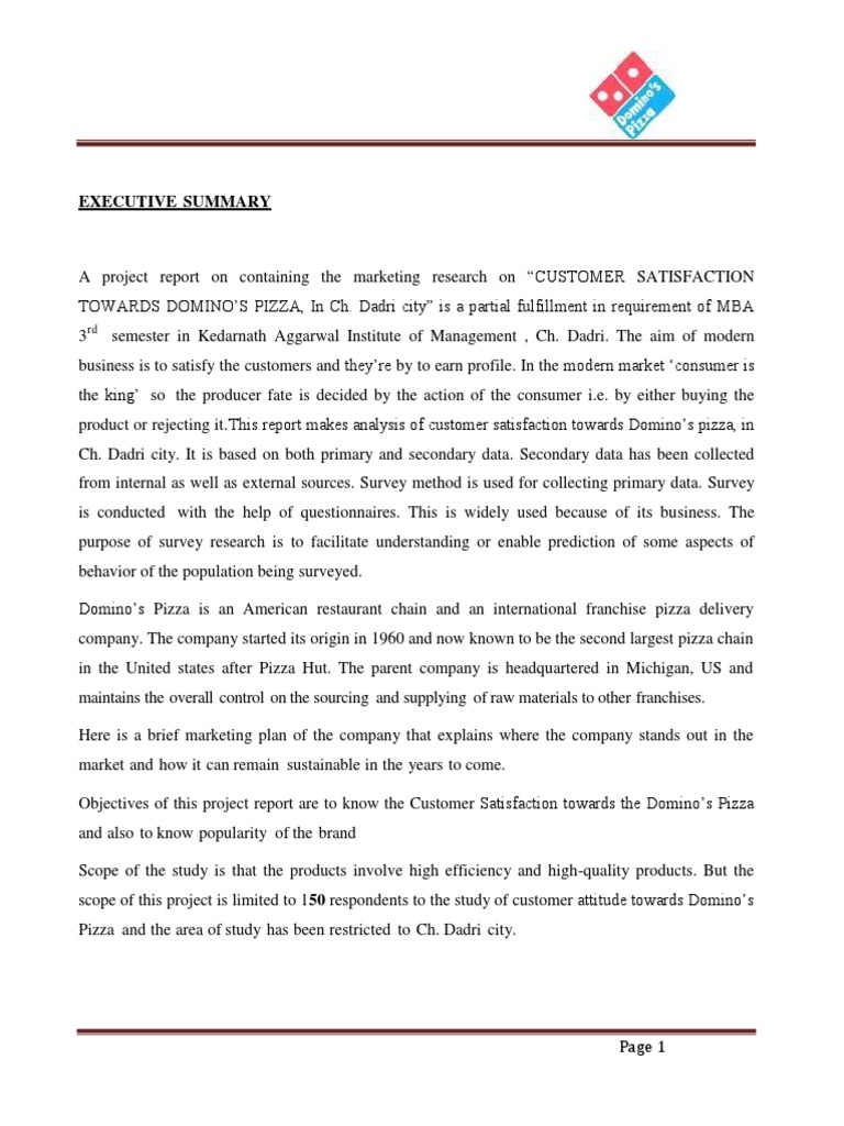 Executive Summary | PDF | Domino's Pizza | Marketing