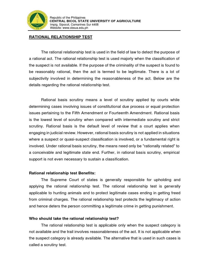 Rational Relationship Test | PDF | Rational Basis Review | Identity Theft