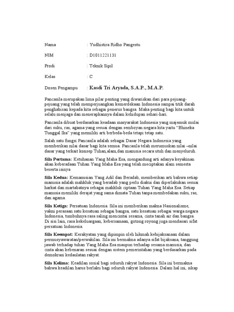 Yudhistira Ridho Pangestu Tugas Pancasila | PDF