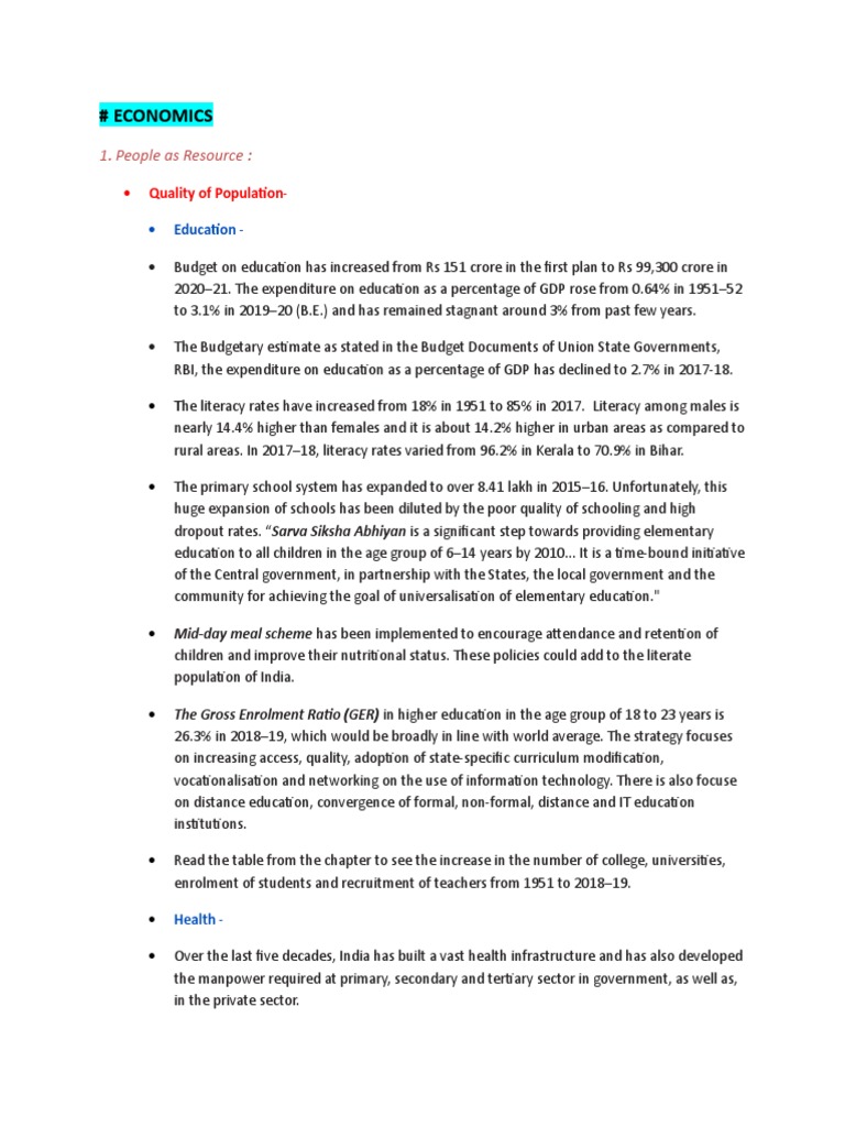 Class 9 Economics - Notes | PDF | Poverty | Poverty & Homelessness