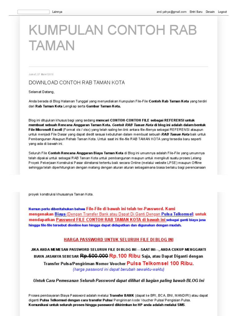 Contoh Rab Taman Kota | PDF | Komputer | Teknologi & Rekayasa