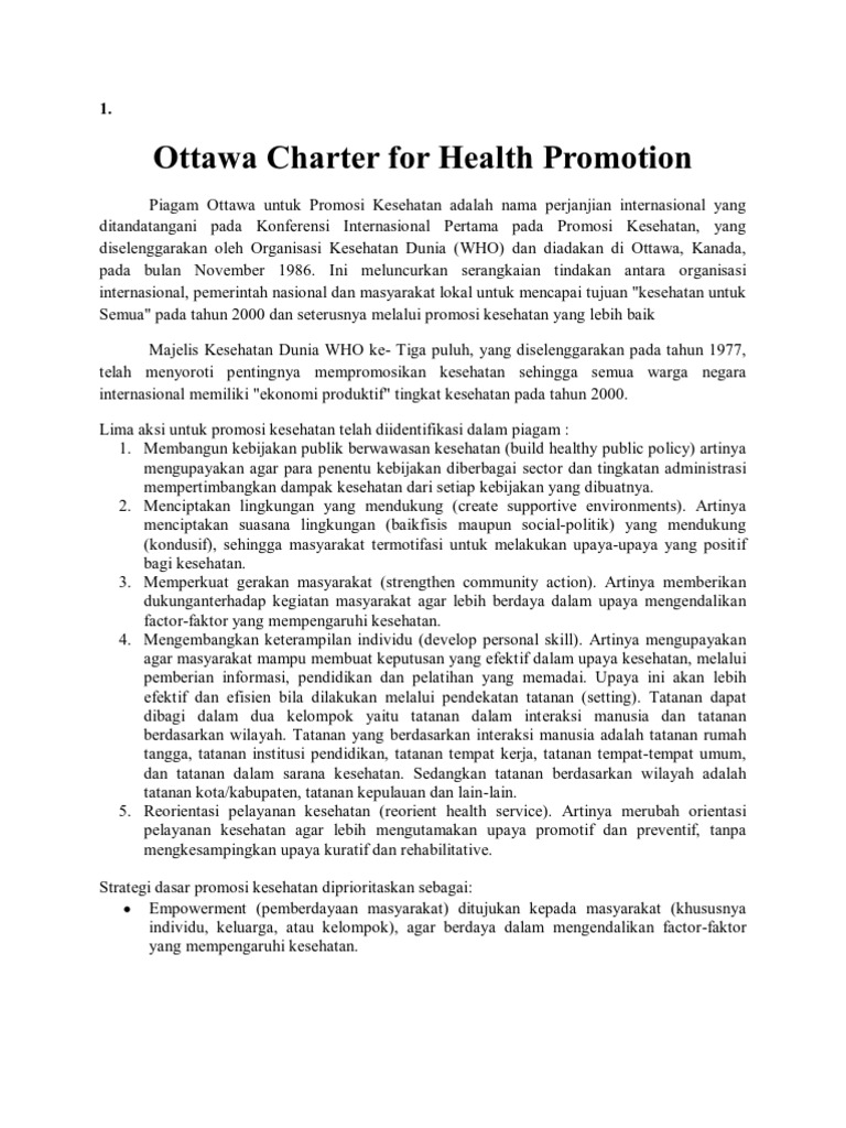 Ottawa Charter For Health Promotion | PDF