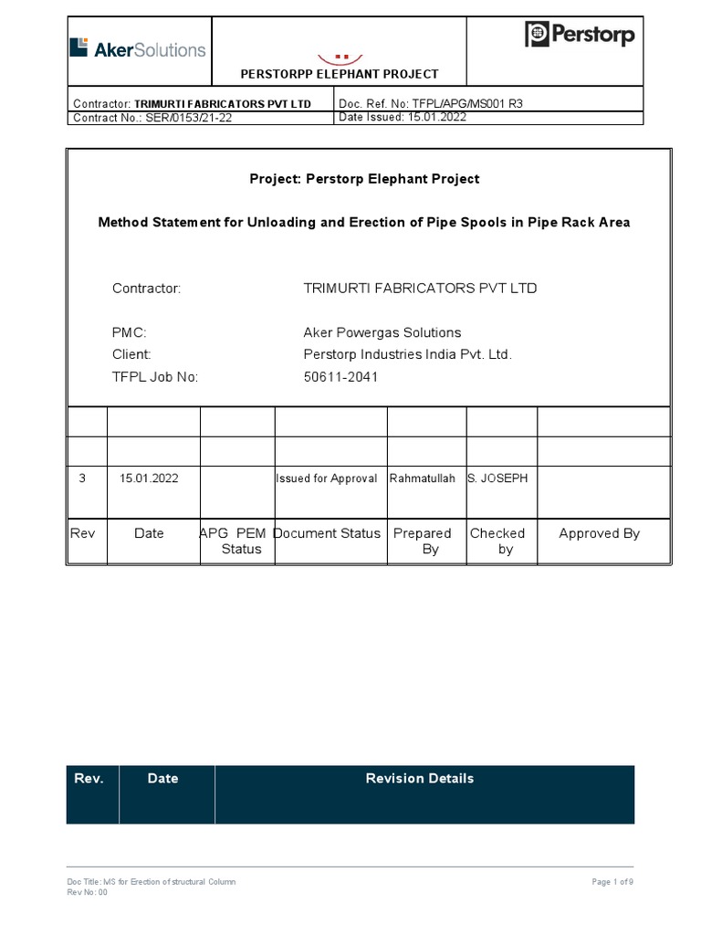 001 - WMS - For - Unloading & Erection - of - Pipe Spools in Pipe Rack Area | PDF | Crane ...