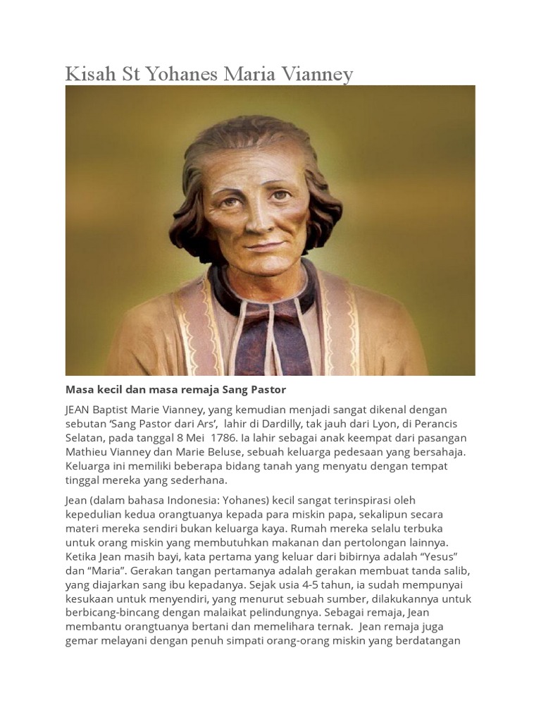Kisah Hidup Santo Yohanes Maria Vianney | PDF | Sejarah | Agama ...