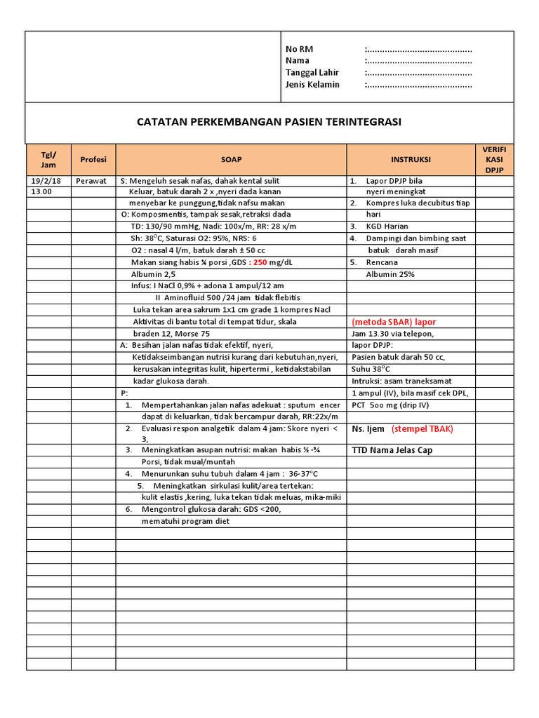 Contoh CPPT Perawat Pasien Meninggal | PDF