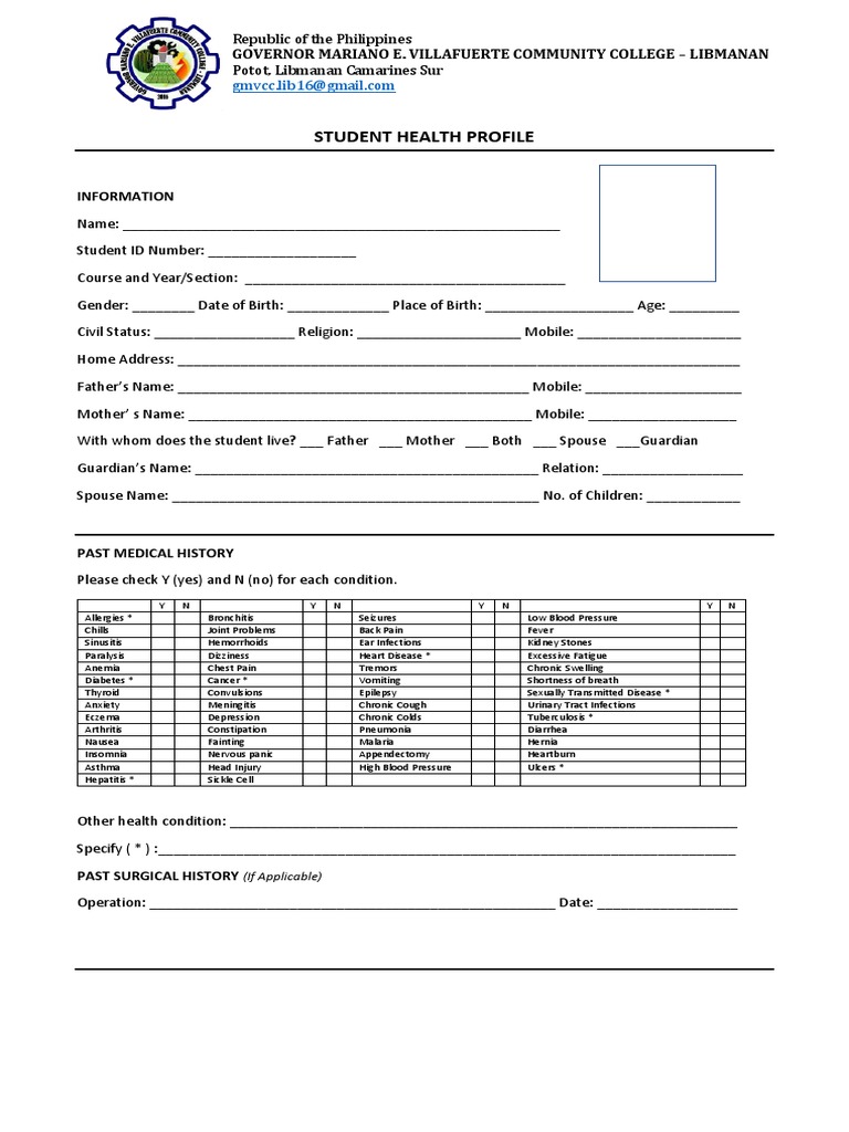 Student Health Profile | PDF | Chronic Condition | Cough