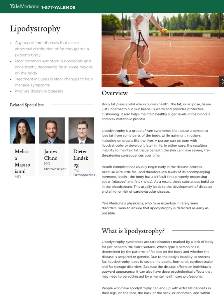 Lipodystrophy - Fact Sheets - Yale Medicine | PDF | Adipose Tissue | Fat