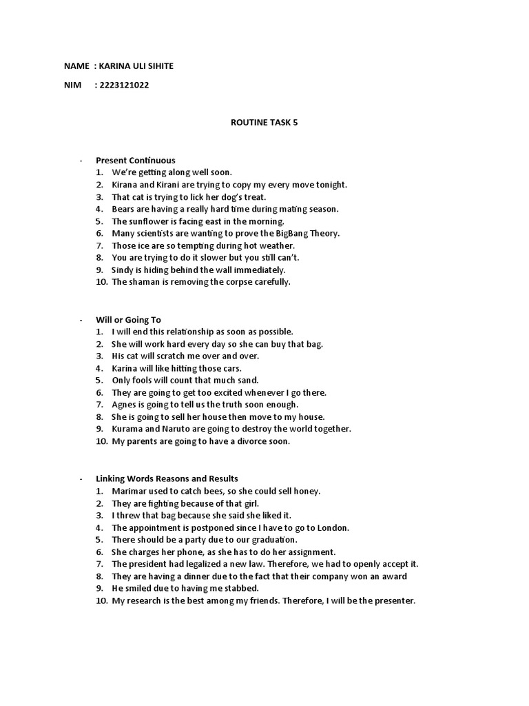 Present Continuous and Future Tenses | PDF