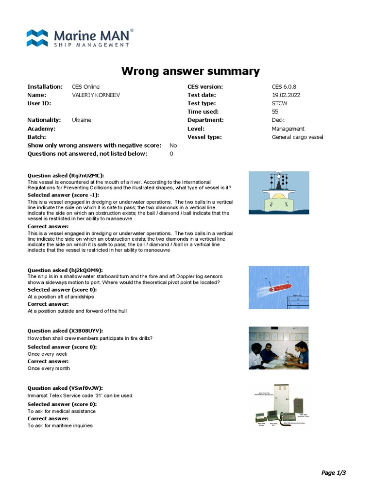 CES Wrong Answer Summary | PDF | Shipping | Water Transport