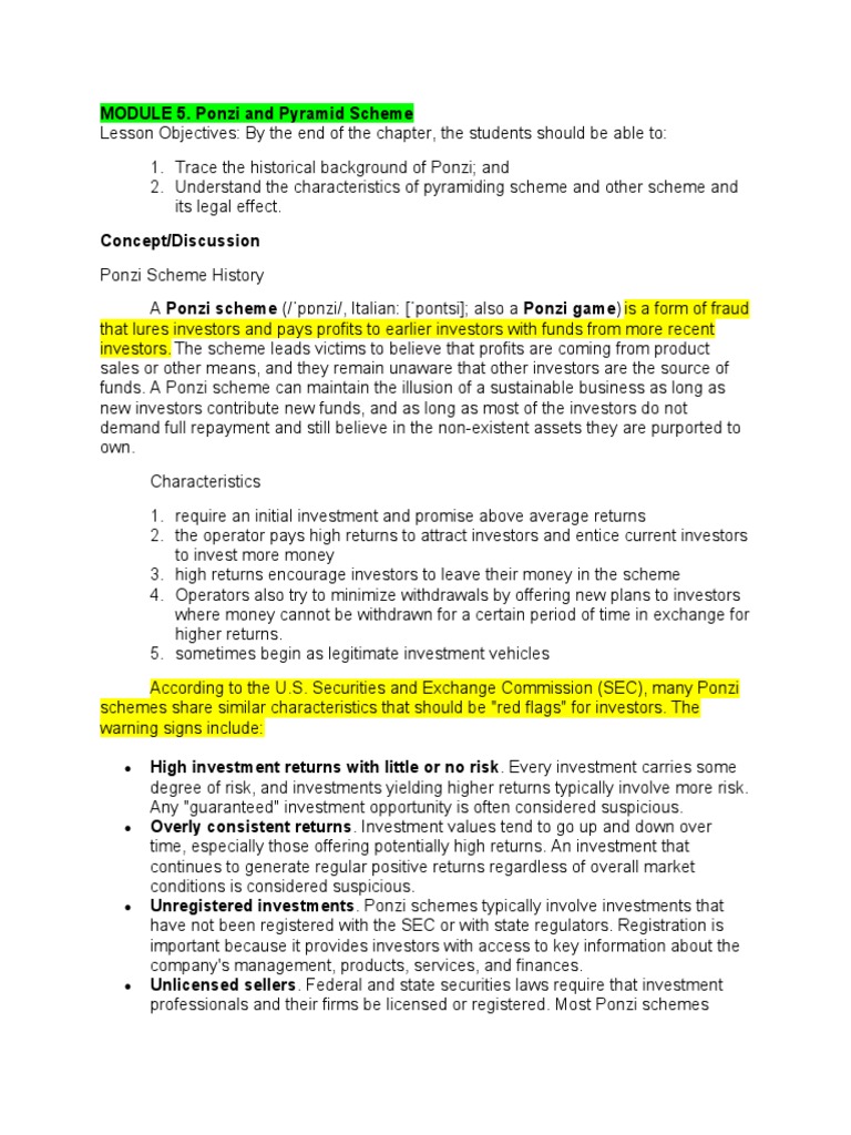 MODULE 5 Specialized Crime Investigation 2 | PDF | Ponzi Scheme ...