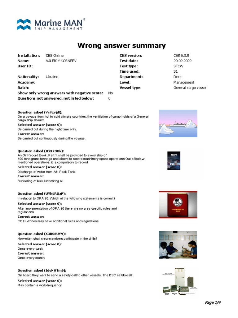 CES Wrong Answer Summary | PDF | Cargo | Tonnage