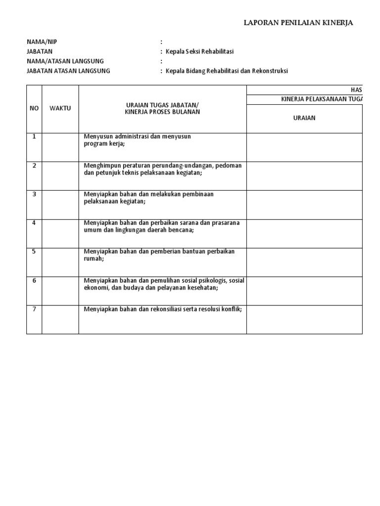Tupoksi Kasi Rehabilitasi BPBD | PDF