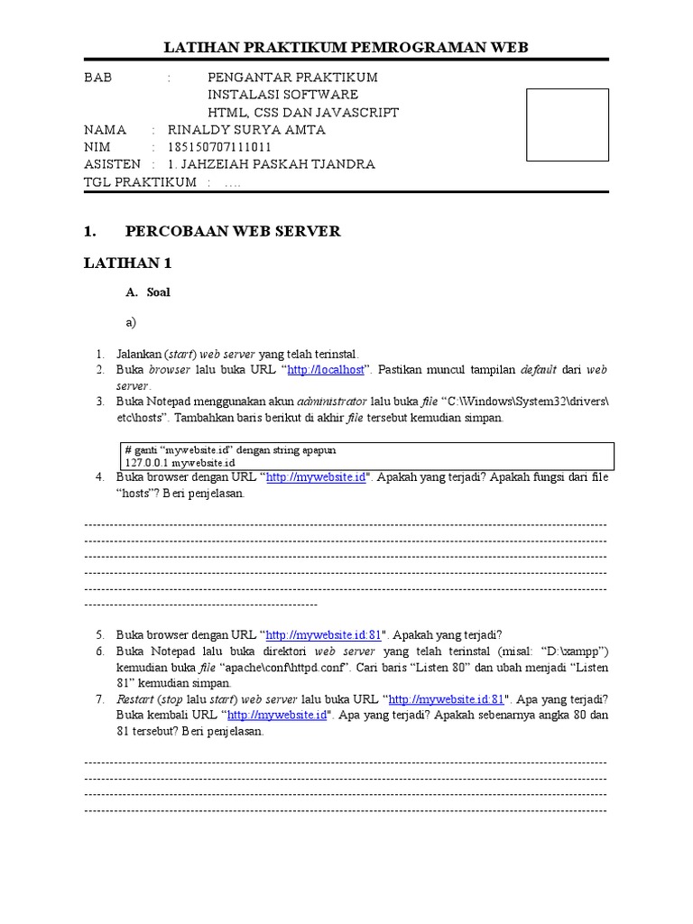 Praktikum Pemrograman Web | PDF