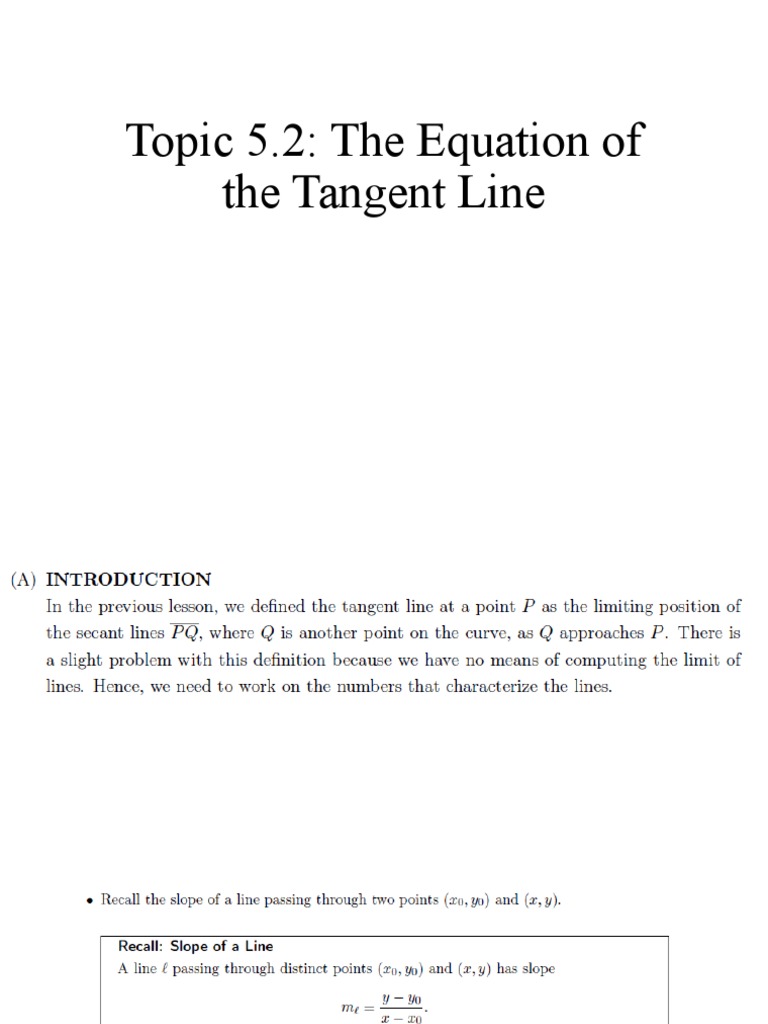 Tangent Line Equations Exercises | PDF | Teaching Methods & Materials
